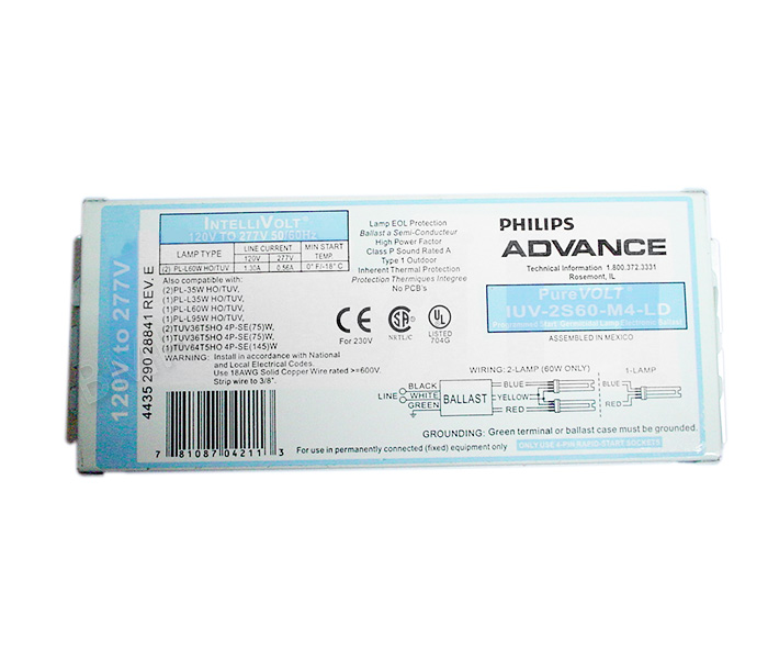 飞利浦PHILIPS ADVANCE IUV-2S60-M4-LD 电子镇流器 - 百明汇照明科技|舞台照明|紫外杀菌灯|医疗光源|特殊光源解决方案